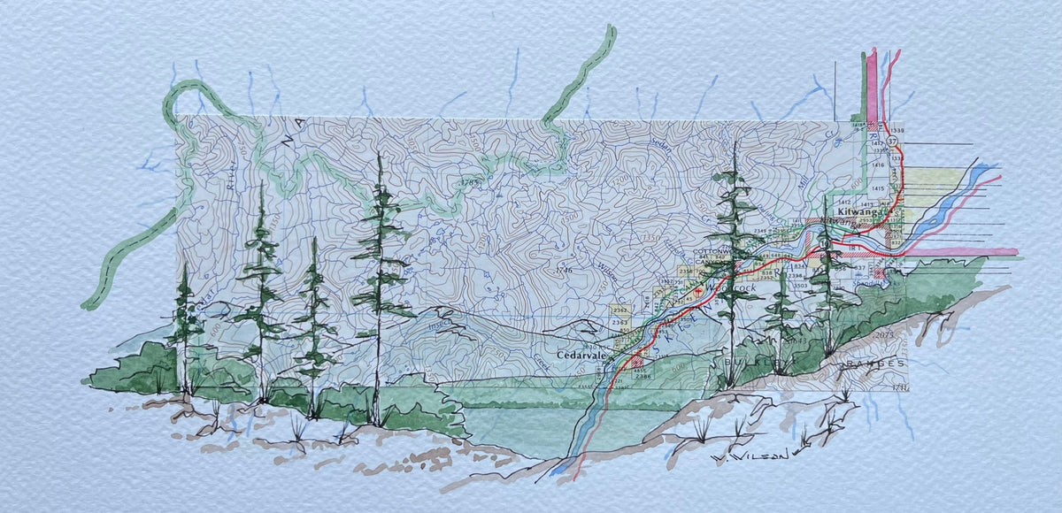 Topographic Map Art - CEDARVALE, BC – WayneWilsonArt