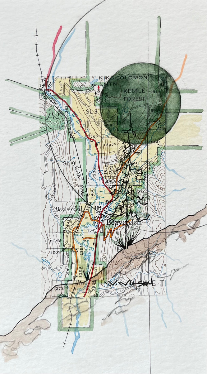 Topographic Map Art - BEAVERDELL, BC – WayneWilsonArt