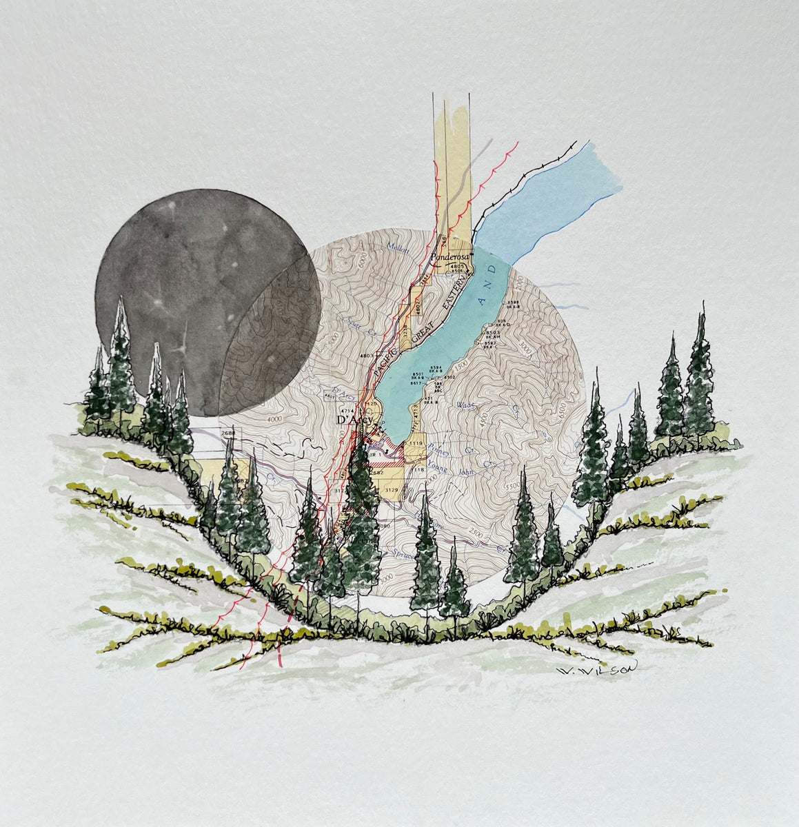 Topographic Map Art - D'ARCY, BC – WayneWilsonArt